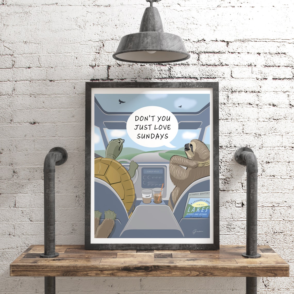 Sunday Driver Humorous Art Printable Digital Download Funny Animal Art ...