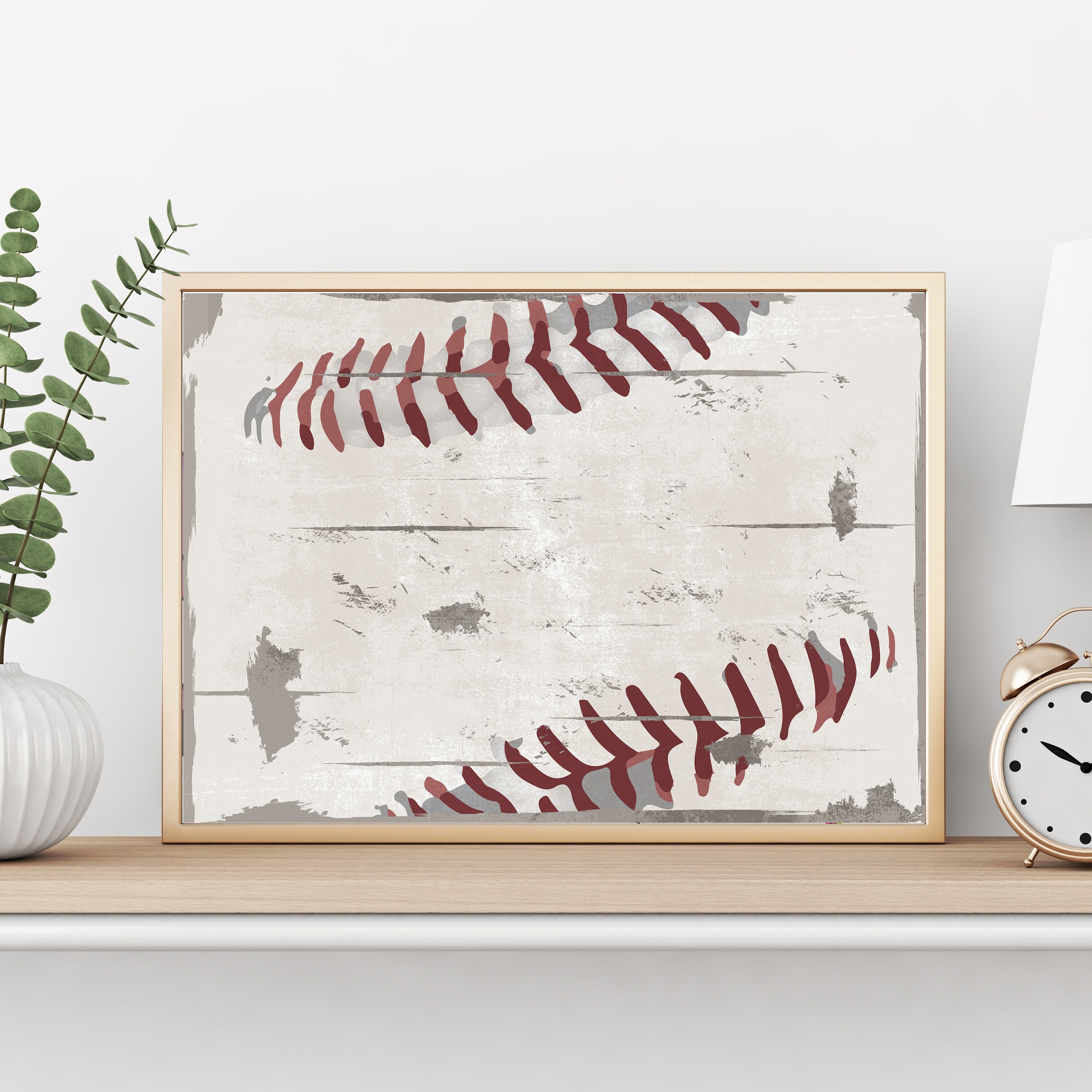 Baseball Rustic Farmhouse Digital Download Print Gray Rust Home Decor ...