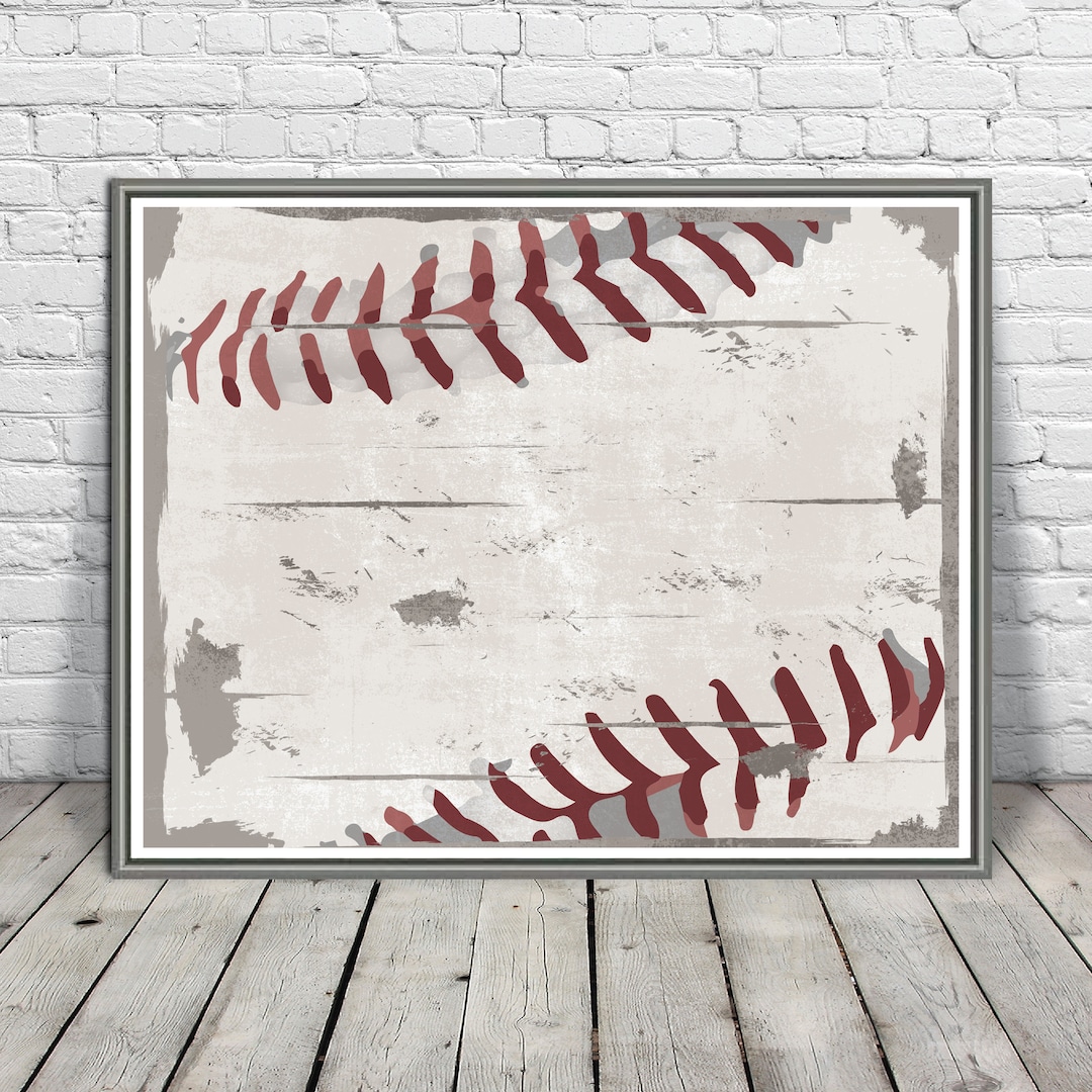 Baseball Rustic Farmhouse Digital Download Print Gray Rust Home Decor ...