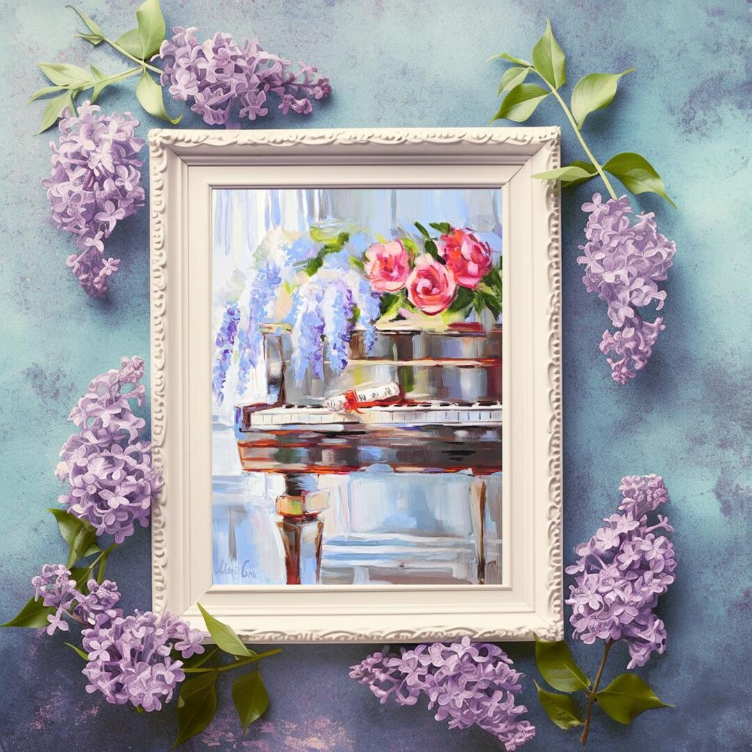 Francesca Bridgerton Piano Art Print: Romantic Cottagecore Floral Decor ...