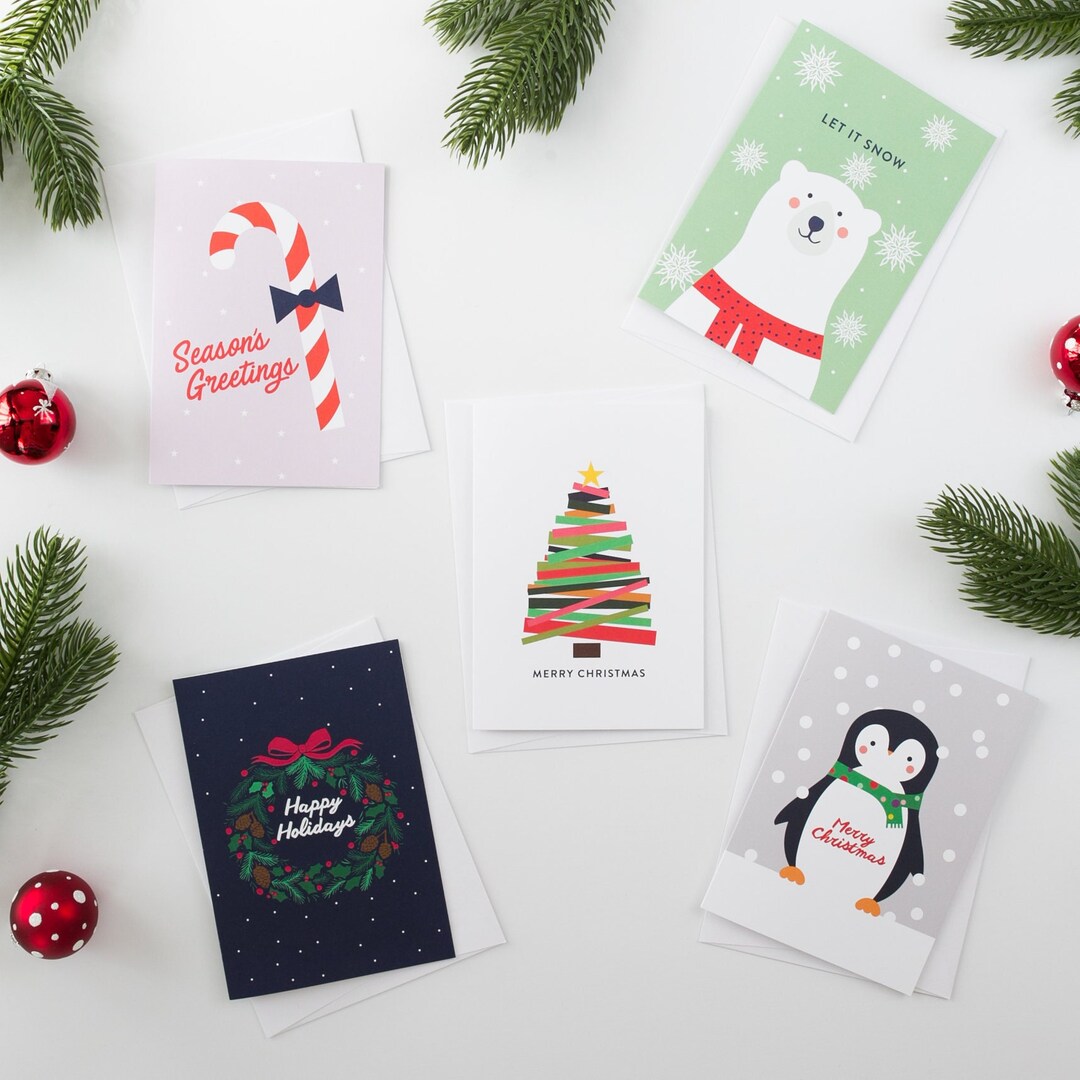 Animal Holiday Card Pack Set of 30 Cards 6 of Each Design - Etsy