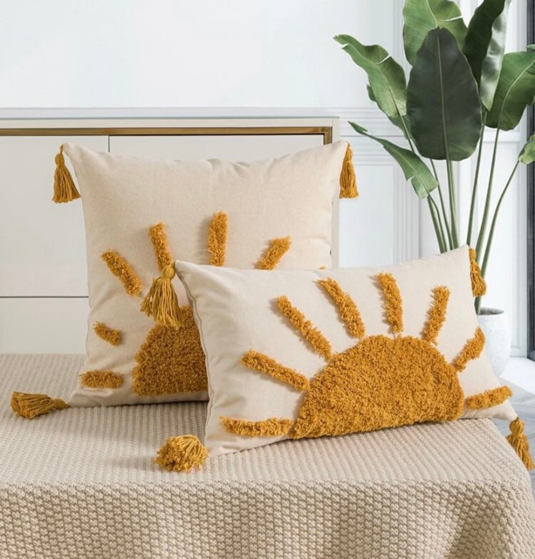 Embroidery Sun Rise Boho Cushion Cover Decorative Scandi - Etsy