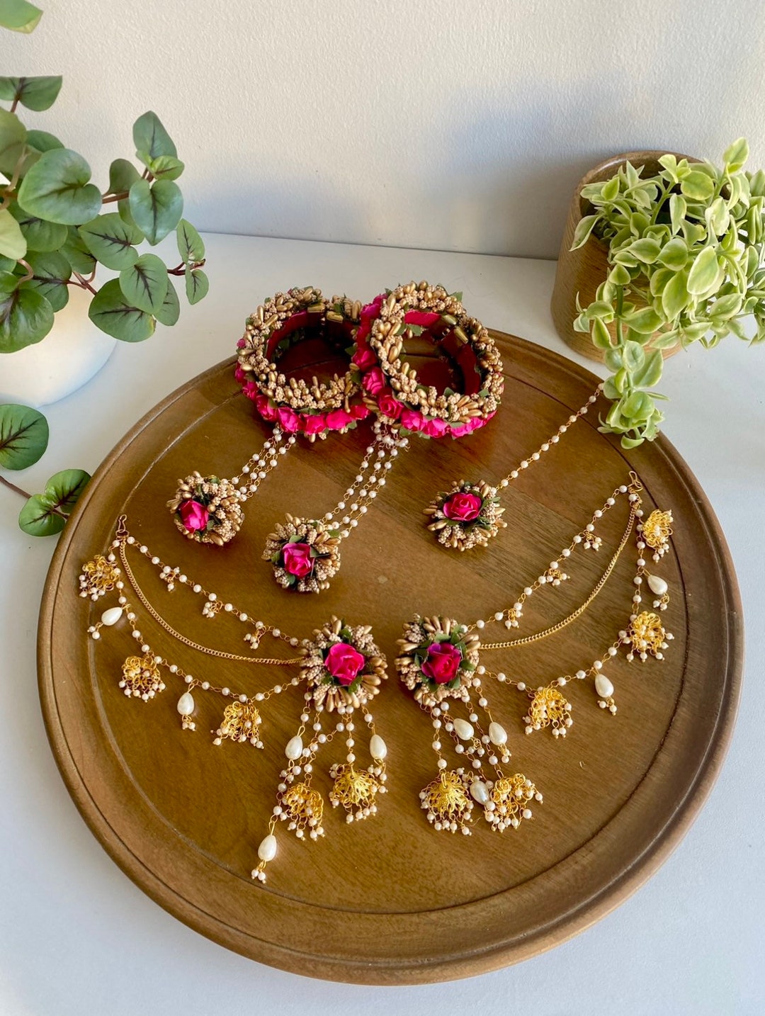 Kiara Floral Set / Haldi Mayoon Mendhi Jewellery. Contains Jhumkas ...