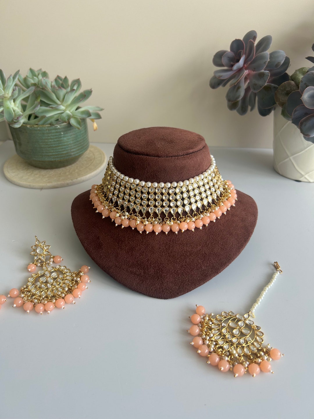 Maham Set Indian Party Necklace With Tikka and Earrings - Etsy