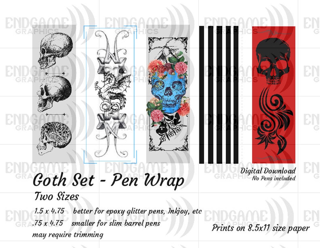 TATTOO THEMED | Printable GOTHIC Pen Wrap | Glitter Pen | Insert Pen ...