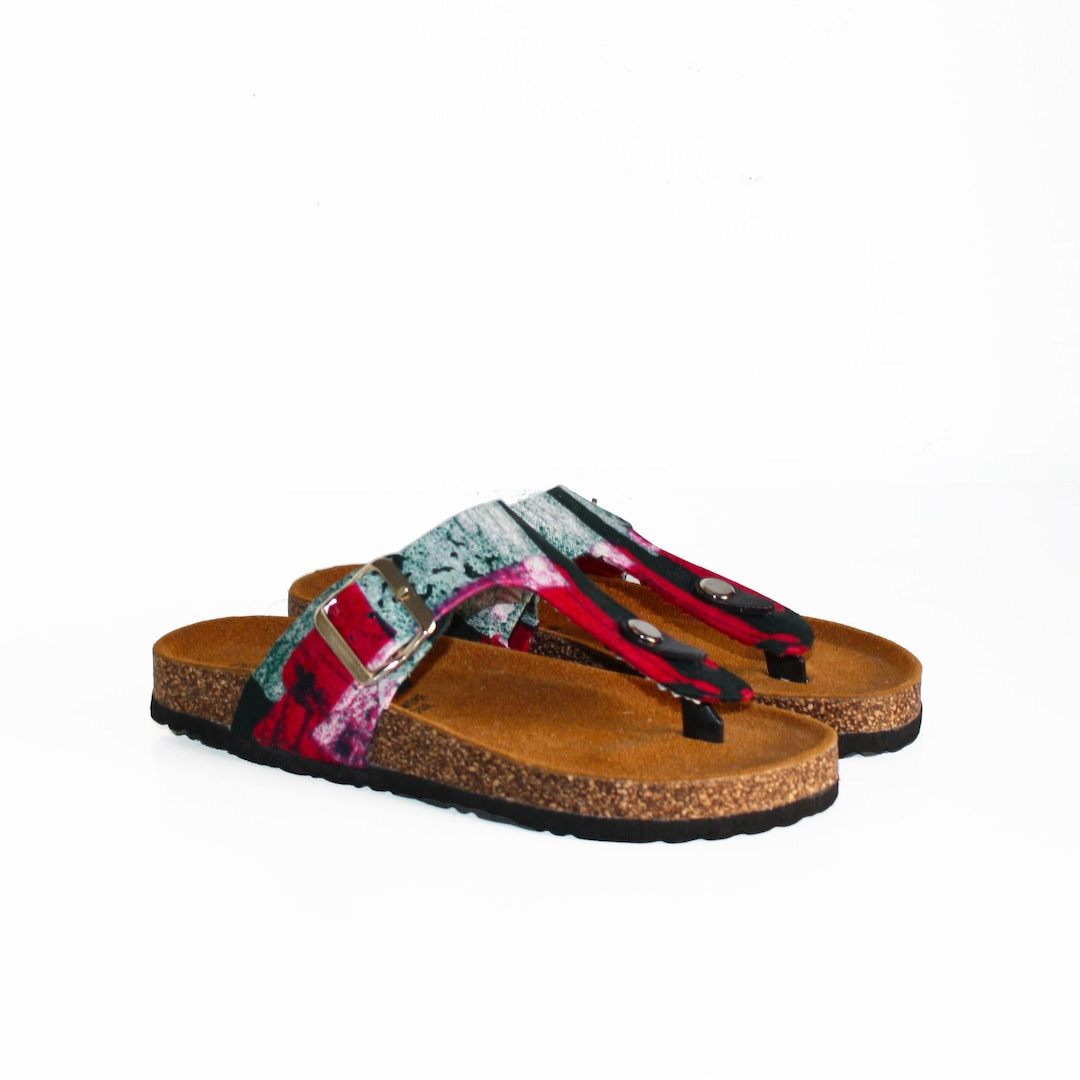 Wax Slides / Pink Calico Wax / Women's Shoes / Buckled Slides / Pink ...