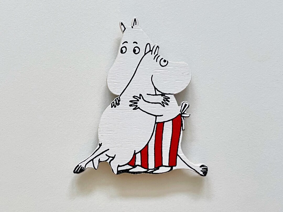 Moomintroll and Moominmamma Wooden Fridge Magnet, Moomin Wood Magnet ...