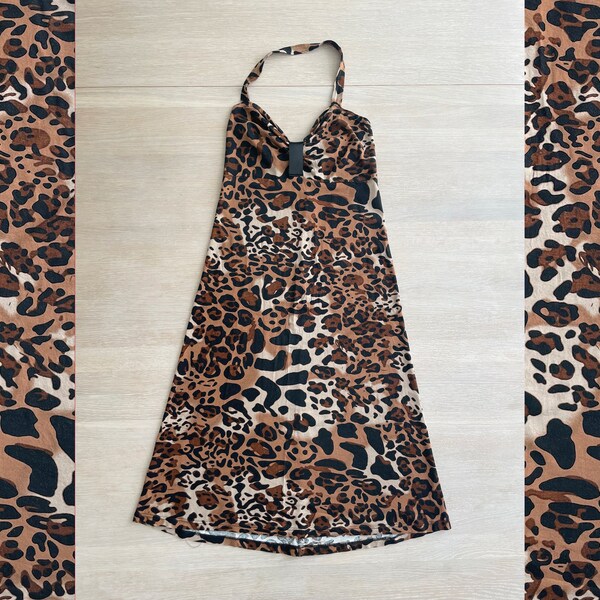 Leopard Print Halter Dress - Etsy