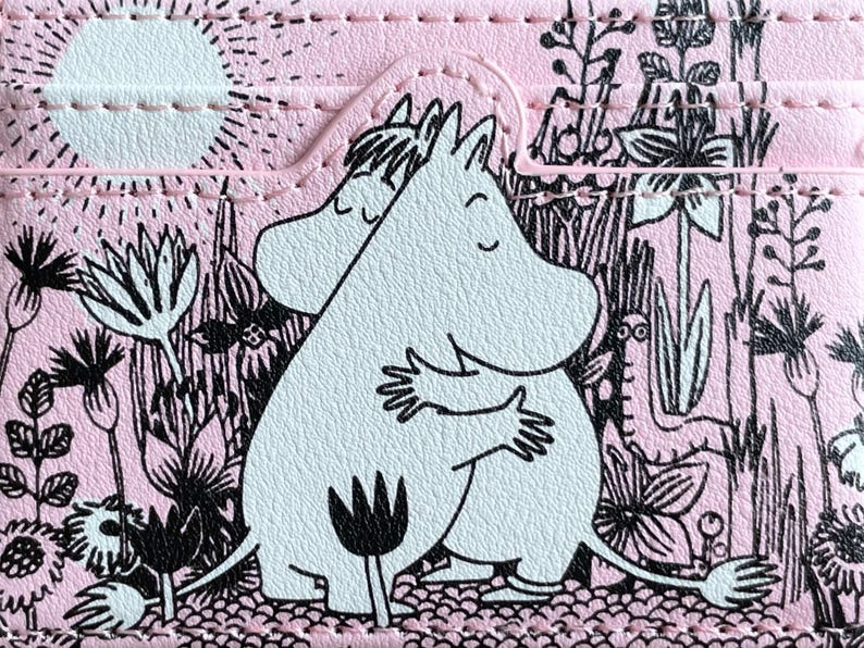 Pink Moomin Card Wallet With Moomintroll and Snorkmaiden in Love ...
