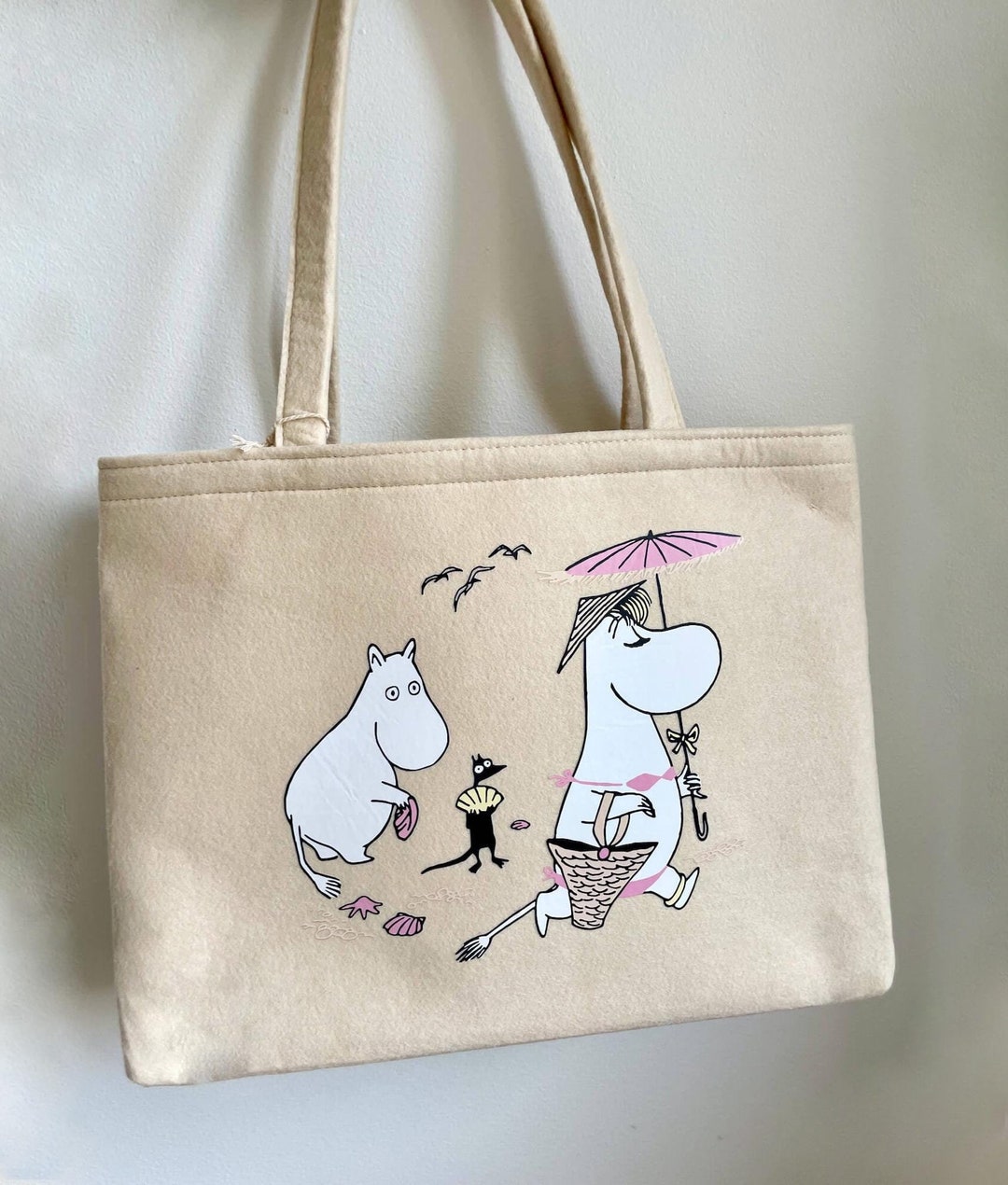Moomin Tote Bag: Felt Beach Bag With Moomintroll, Eco-friendly - Etsy
