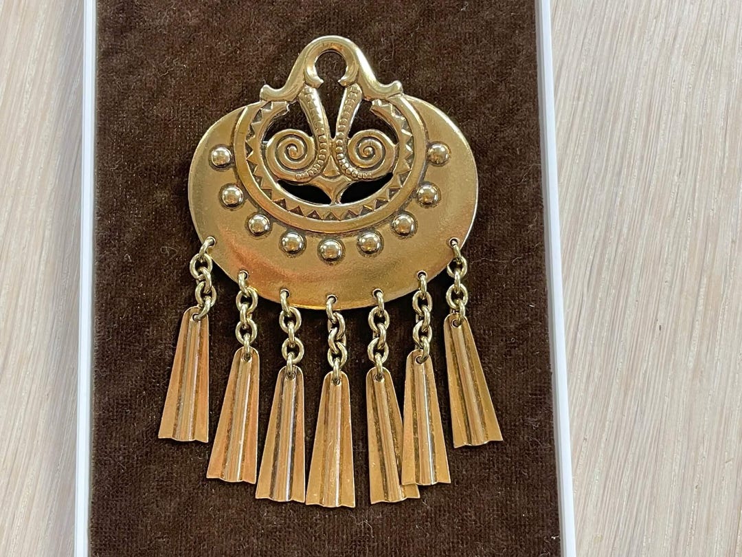 Large Kalevala Koru Moon Goddess Brooch Pendant, Vintage Bronze Kuutar ...