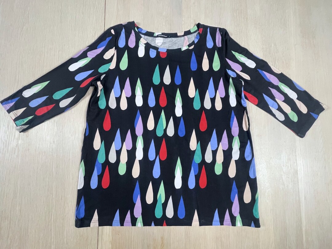 Marimekko Shirt, Rain Drop Vintage T Shirt, Size L/XL, Finland - Etsy
