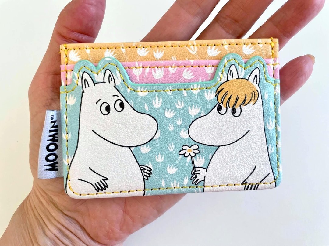 Moomin Card Holder Wallet, Cute Pastel Floral Moomintroll and ...