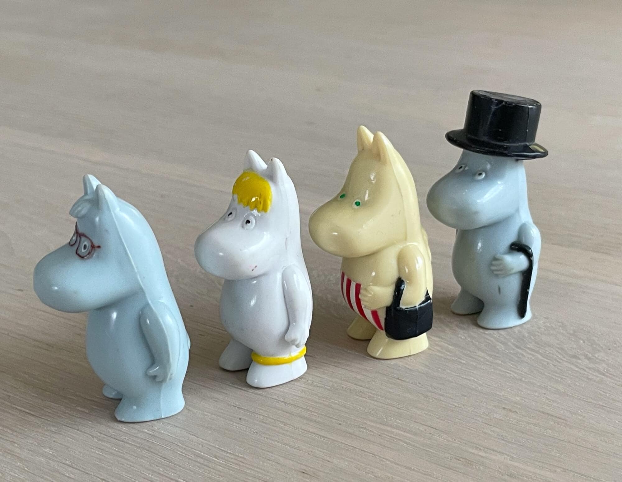 Moomin Figure Set, Snork, Snorkmaiden, Moominmamma, Moominpappa ...