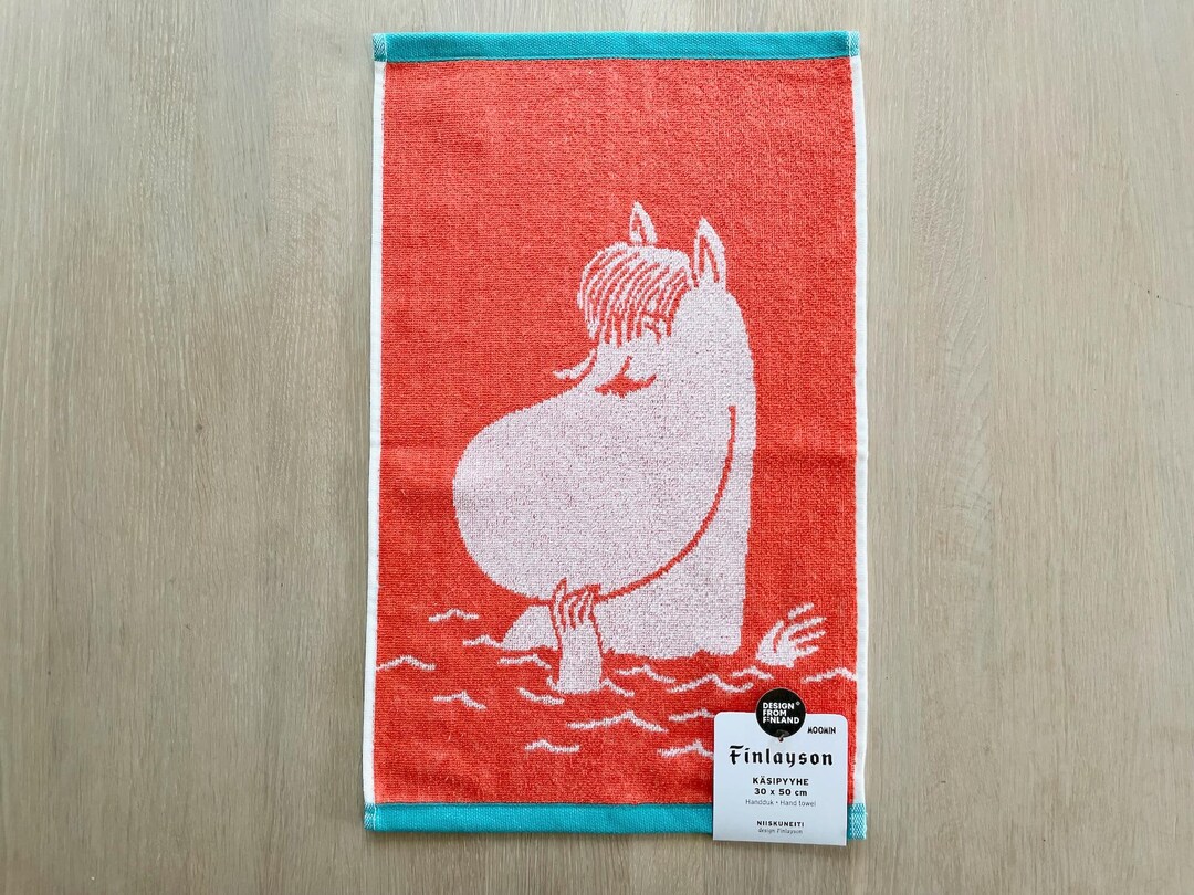 Orange Moomin Hand Towel With Snorkmaiden by Finlayson, Kawaii Bathroom ...