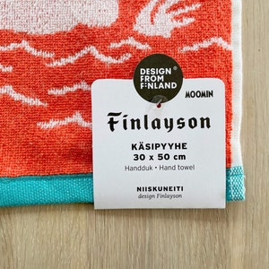 Orange Moomin Hand Towel With Snorkmaiden by Finlayson, Kawaii Bathroom ...