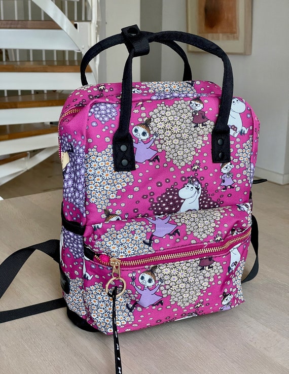 Pink Moomin Toddler Backpack with Little My, Mymble a… - Gem