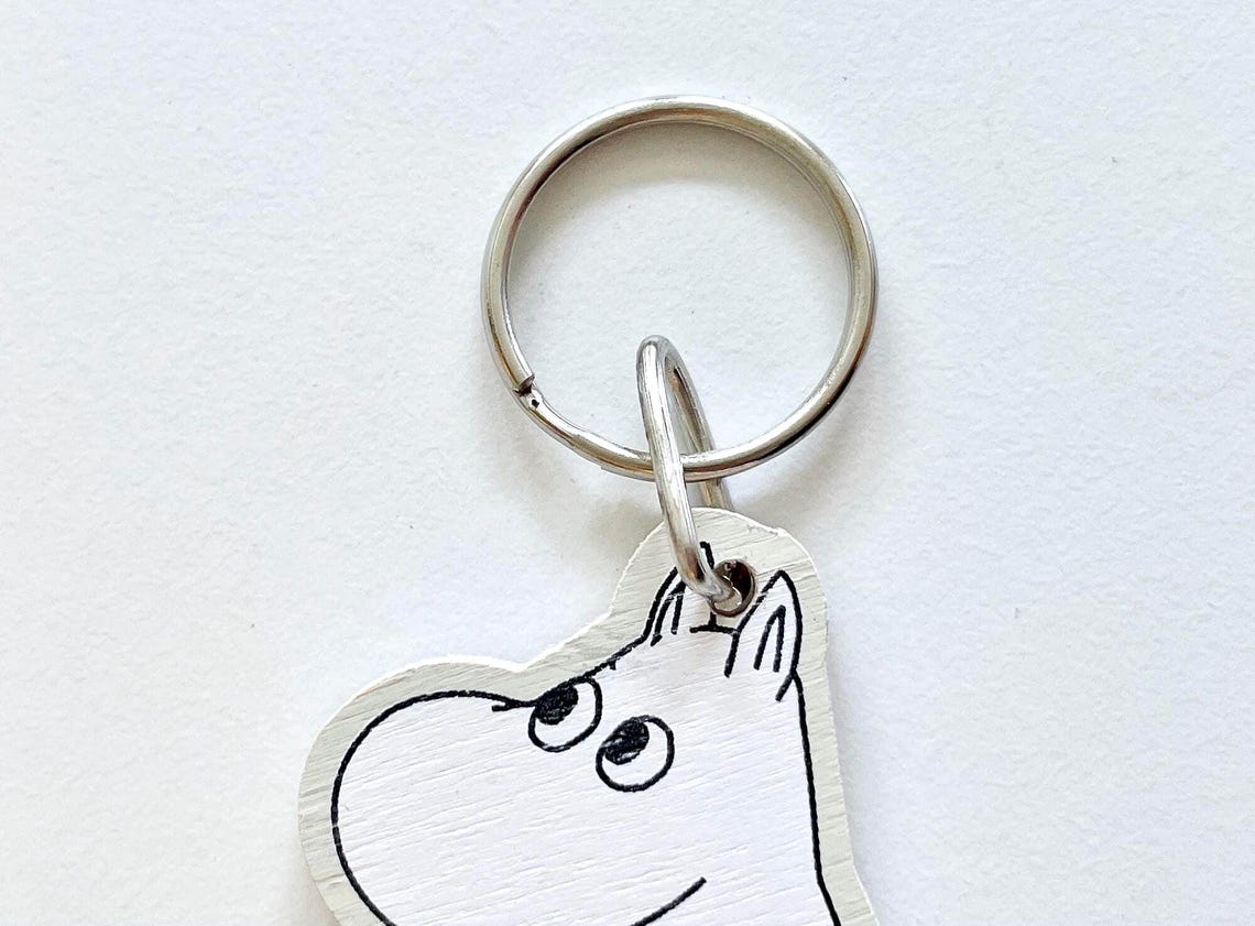 Wooden Moomintroll Keyring Charm, Moomin Characters Accessory, Bag ...