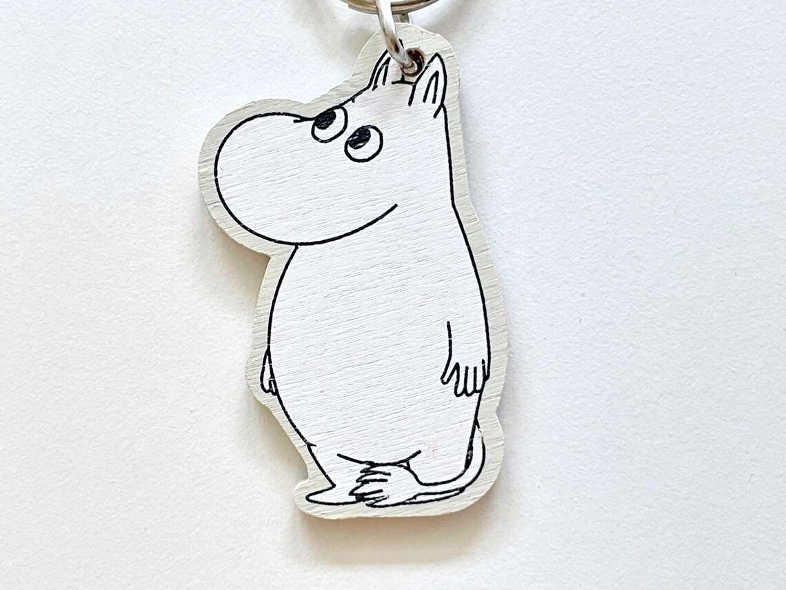 Wooden Moomintroll Keyring Charm, Moomin Characters Accessory, Bag ...