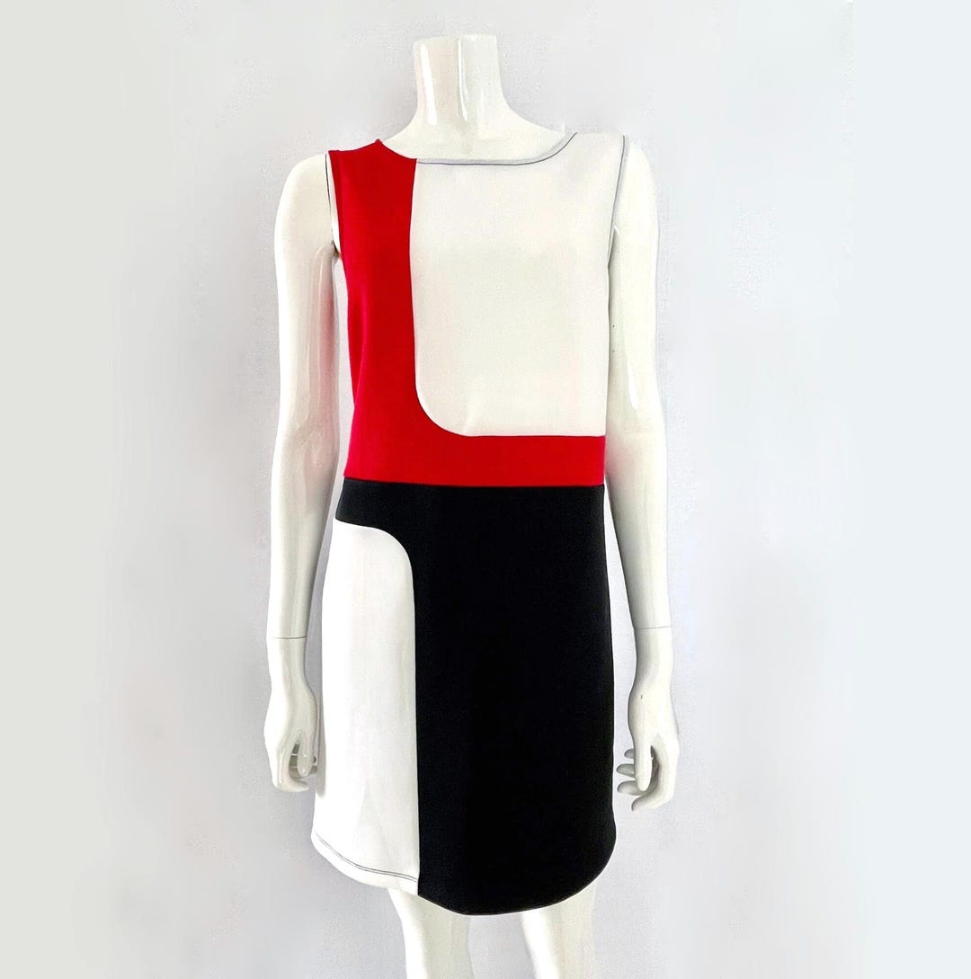 Vintage Mod Color Block Shift Dress, 60s Inspired Sleeveless Mini Dress ...