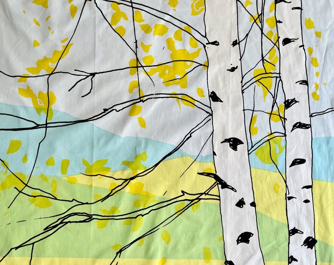 Marimekko Kaiku Cotton Fabric, Large Birch Tree Print Fabric for Wall ...