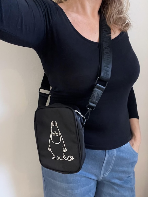 Black Moomin Crossbody Bag with Moomintroll, Unisex B… - Gem