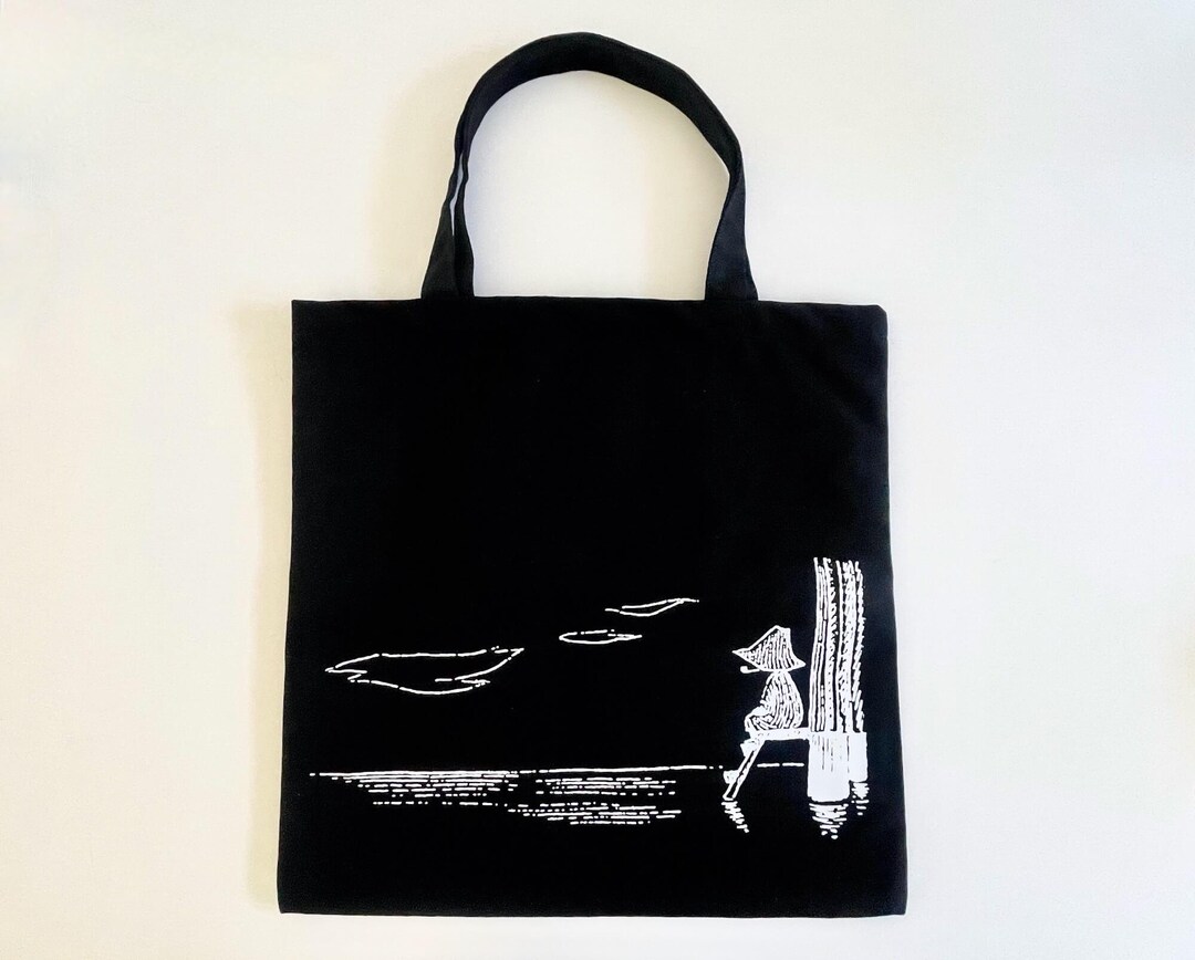 Moomin Snufkin Black Canvas Tote Bag, Eco-friendly Recycled Cotton ...