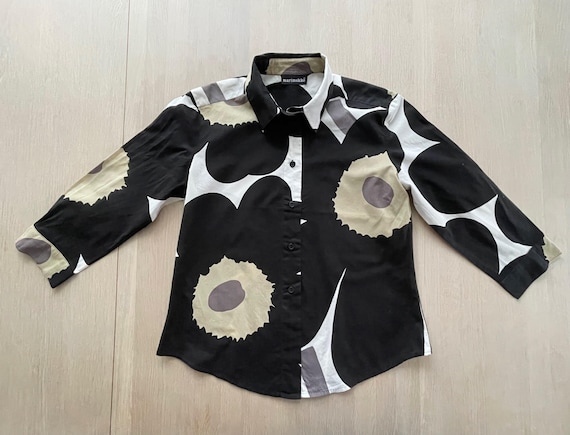 Marimekko Unikko Shirt, Poppy Print Blouse, Size S - Gem