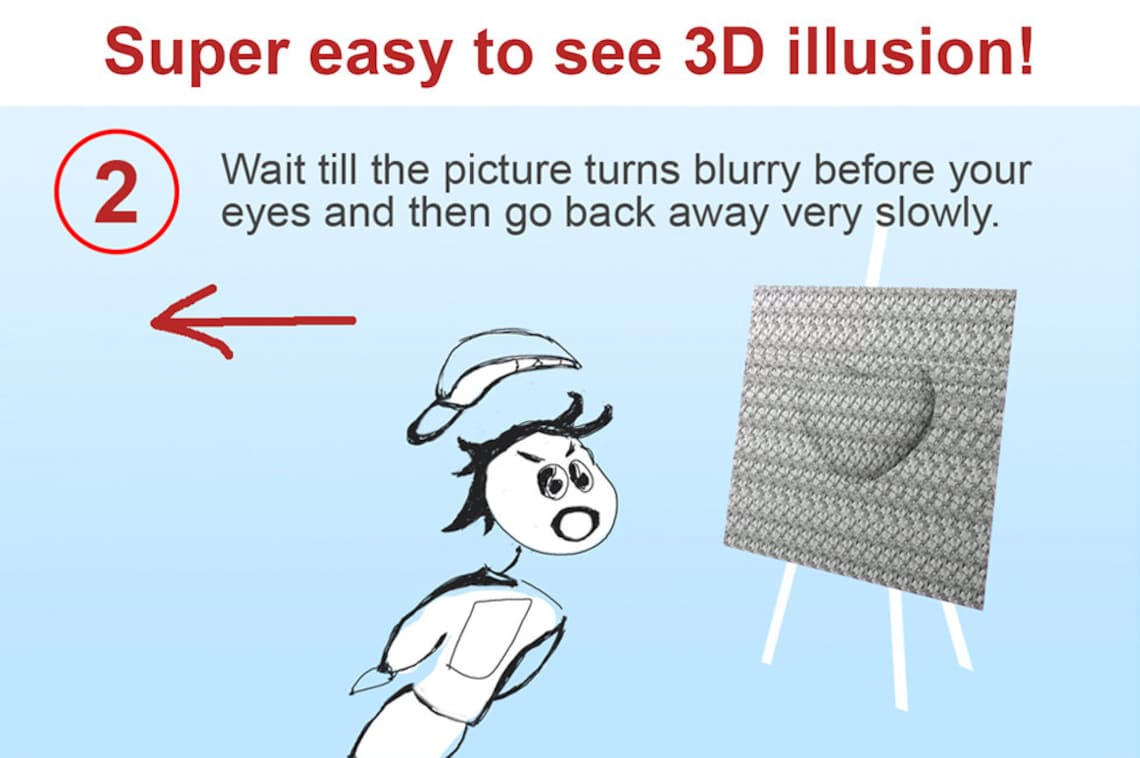 Butterfly in Love – 3D Stereogram Optical Illusion Giclée Print on ...