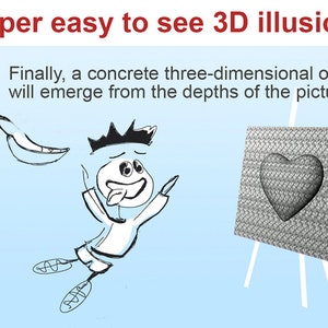 Butterfly in Love – 3D Stereogram Optical Illusion Giclée Print on ...