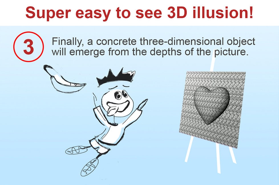 Butterfly in Love – 3D Stereogram Optical Illusion Giclée Print on ...