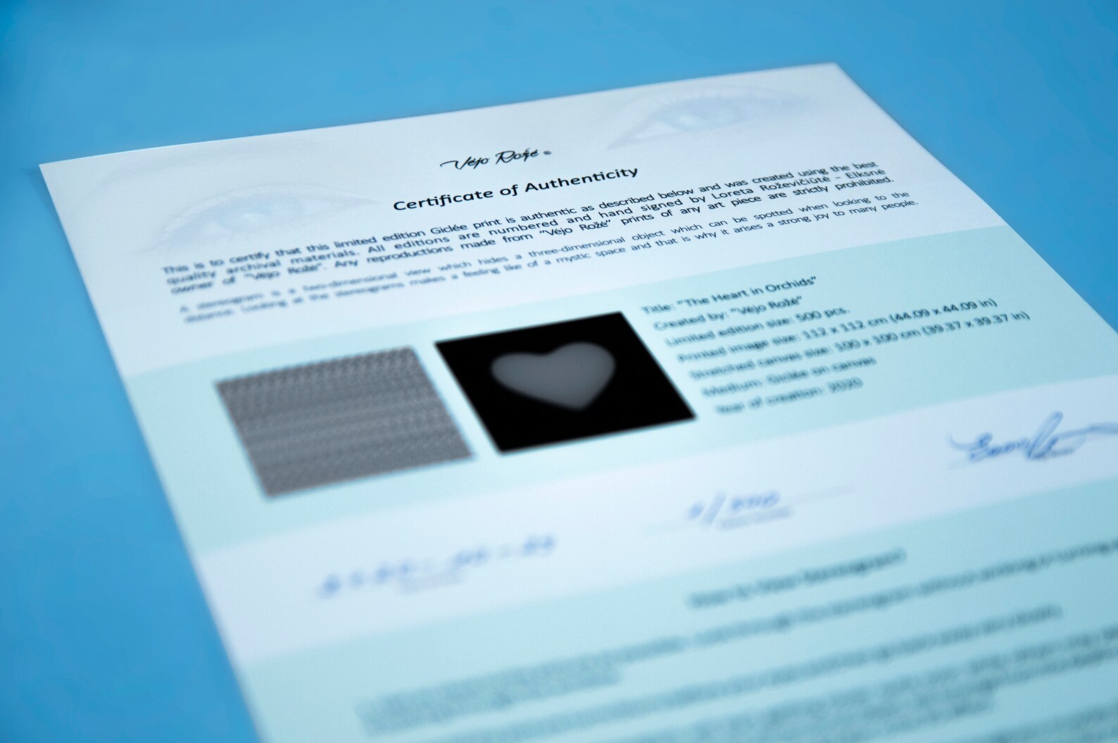 The Heart in Orchids - 3D Stereogram Optical Illusion Giclée Print on ...