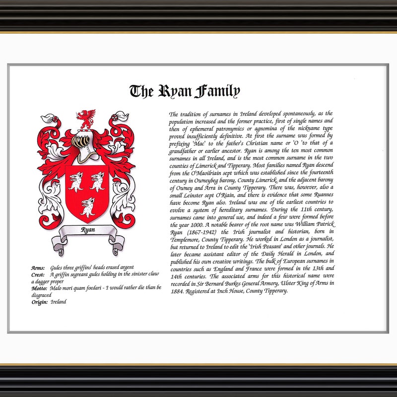 Ryan Coat of Arms - Etsy