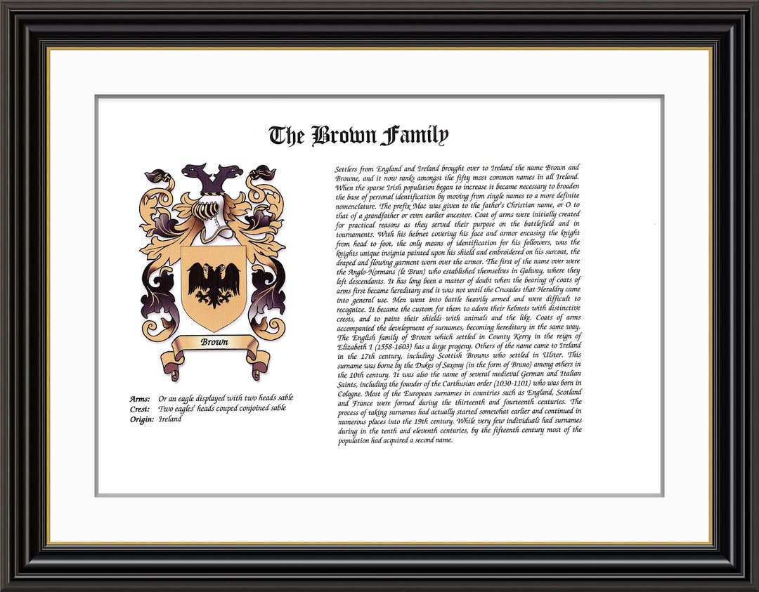 Brown Family Coat of Arms and Family History Print - Etsy