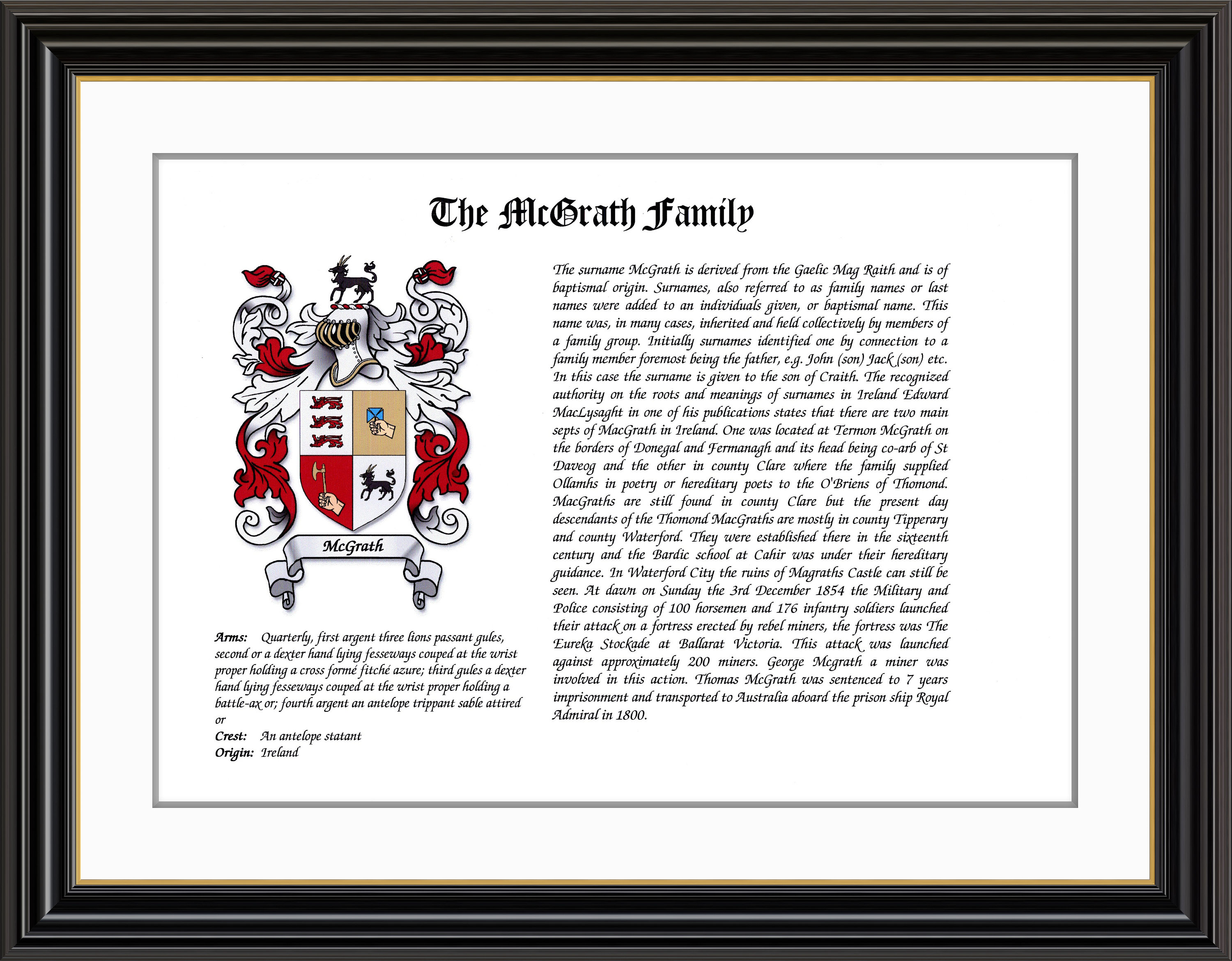 Mcgrath Family Coat of Arms and Family History Print - Etsy