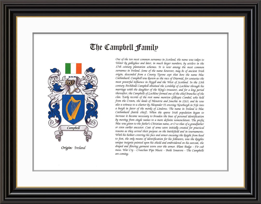 Campbell Coat of Arms and Family History Print - Etsy