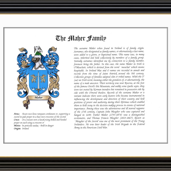 Maher Family Crest - Etsy