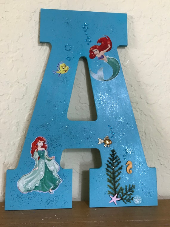 Little Mermaid Wooden Letters Sunshine Rainbow Painted Wood Letters