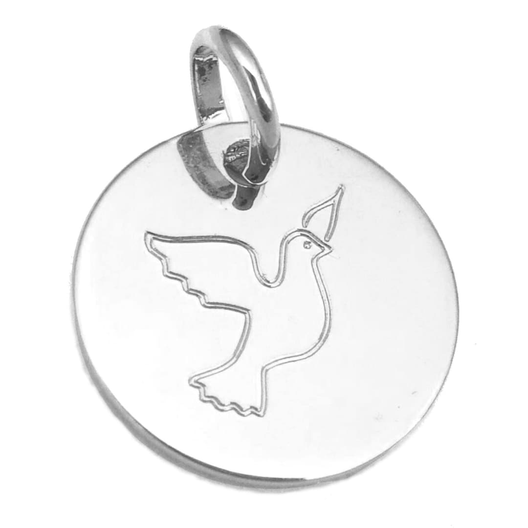 Personalized Sterling Silver Baptism Medal 15 Mm Dove Engraving Unique ...