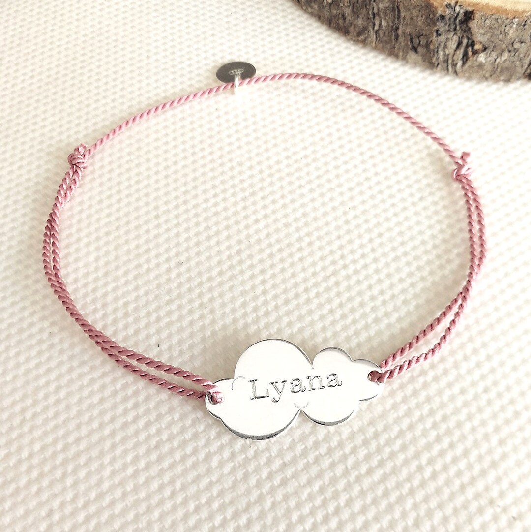 Personalized 925 Silver Cloud Bracelet Engraved First Name Birth or ...