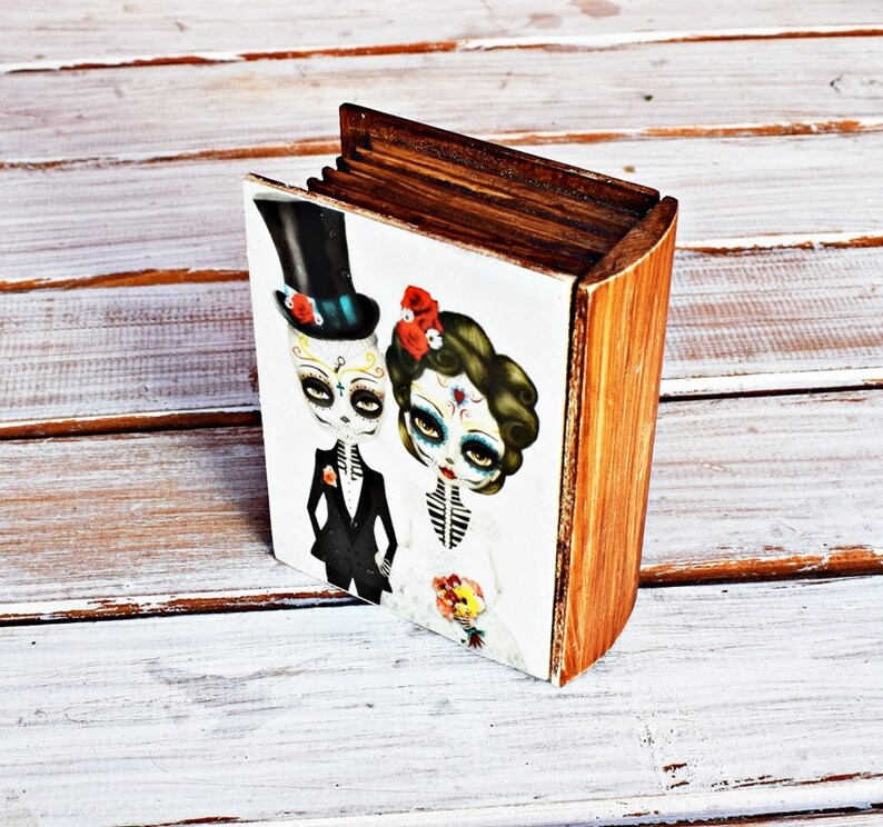 Gothic Wedding, Ring Box, Mexican Skull Anniversary Ring Box, Gift for ...