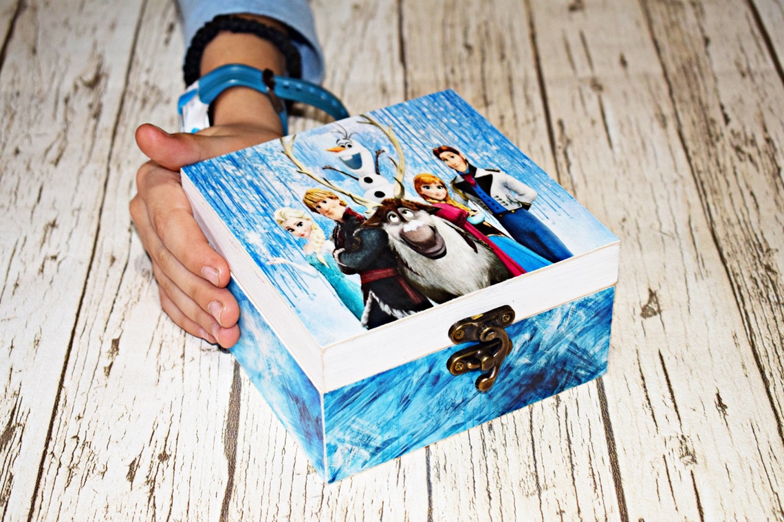 Frozen Inspired Wood Jewelry Storage Box, Keepsake Frozen Memory Box ...