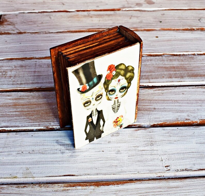 Gothic Wedding, Ring Box, Mexican Skull Anniversary Ring Box, Gift for ...
