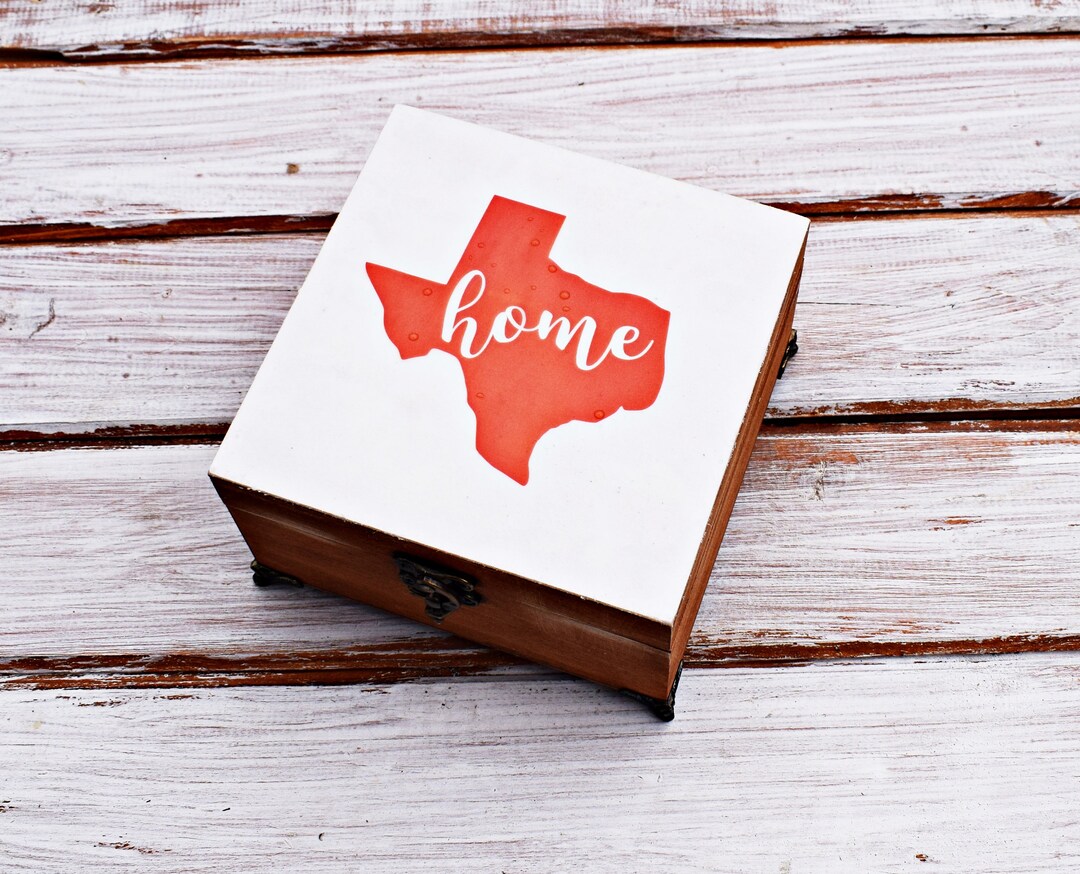 Texas Map Home Texas, Wooden Texas Box, Wood Jewelry Gift Box Storage ...
