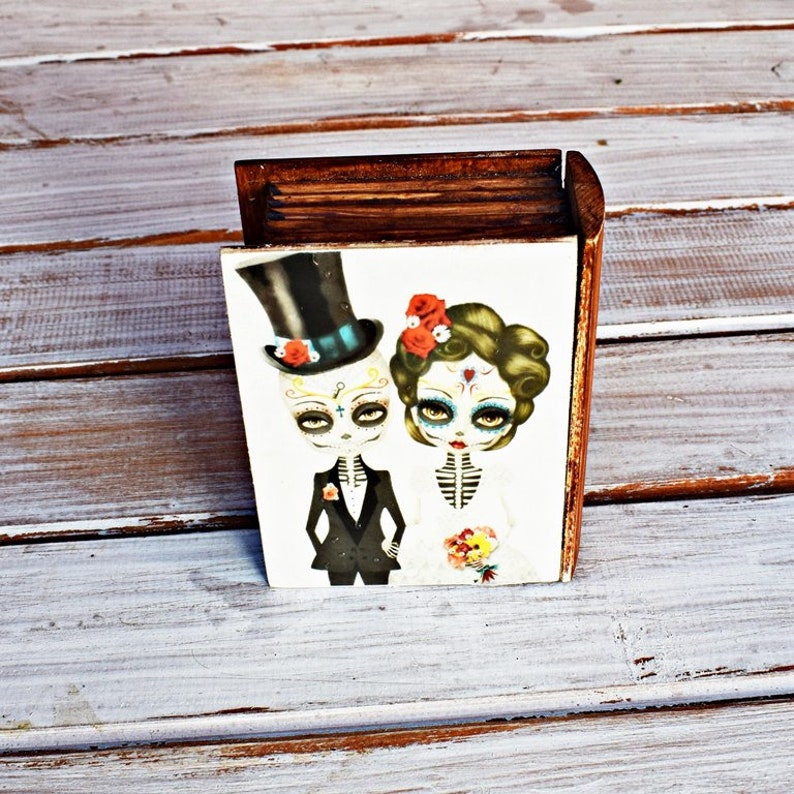 Gothic Wedding, Ring Box, Mexican Skull Anniversary Ring Box, Gift for ...