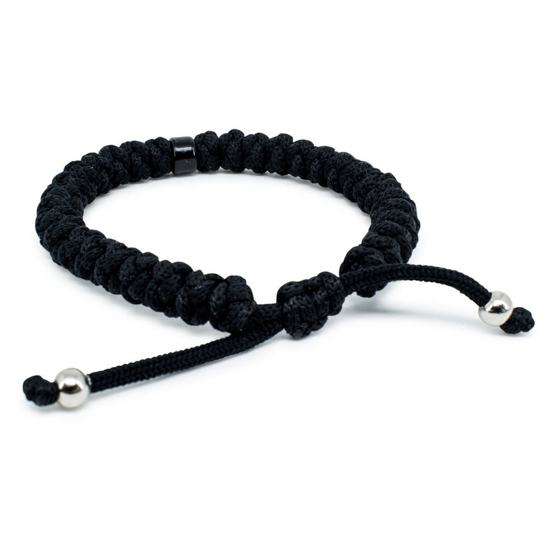 Adjustable Black Orthodox Prayer Rope Bracelet With Bead 33 Knots ...