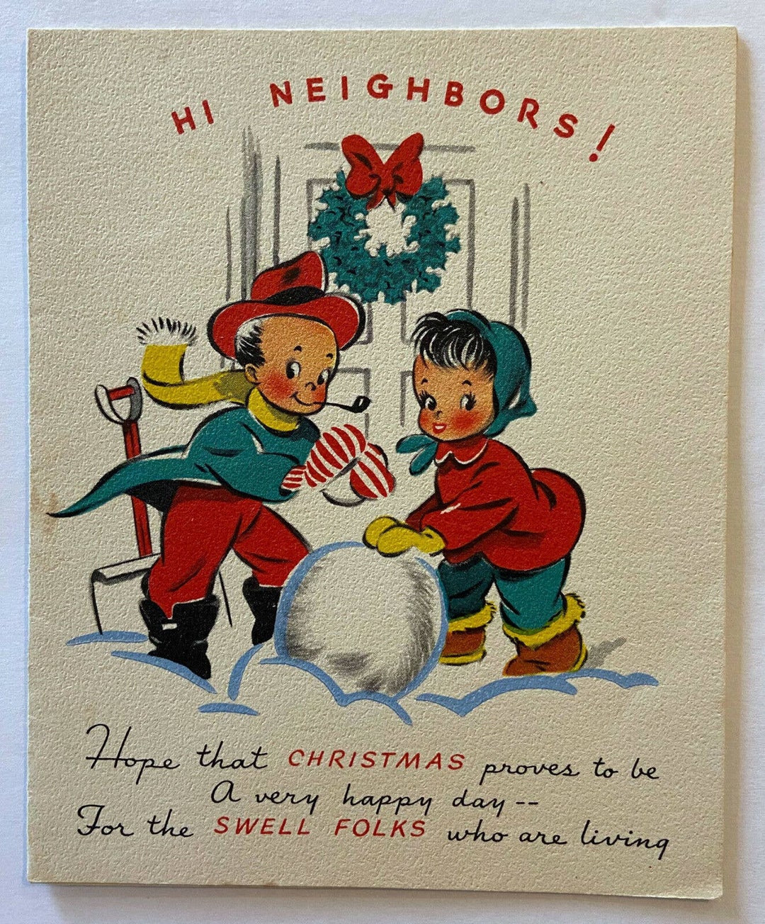 Vintage Christmas Card Snowball Fight Neighbors Die Cut Pipe - Etsy