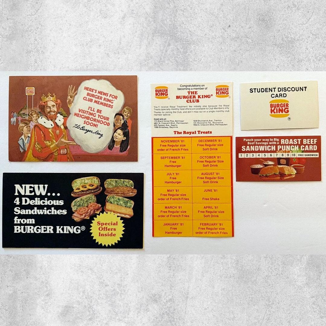 Vintage Burger King 1980s Advertising Lot BK Club Birthday Postcard ...