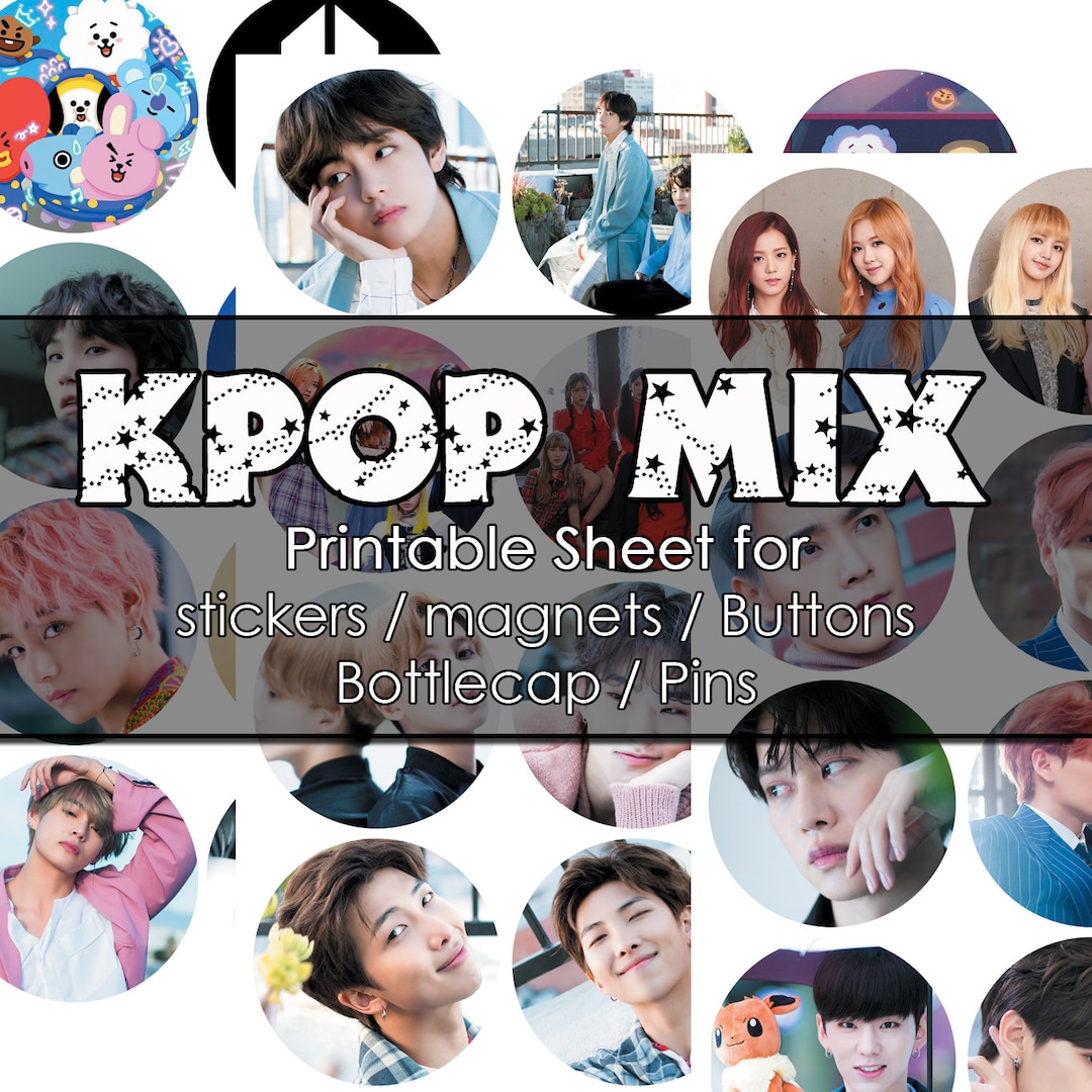 KPOP Mix Collage DIY Printable Sheet for Pins Magnets Buttons ...
