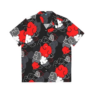 Ninja Dark Clouds Red and White Hawaiian Style Shirt - Etsy